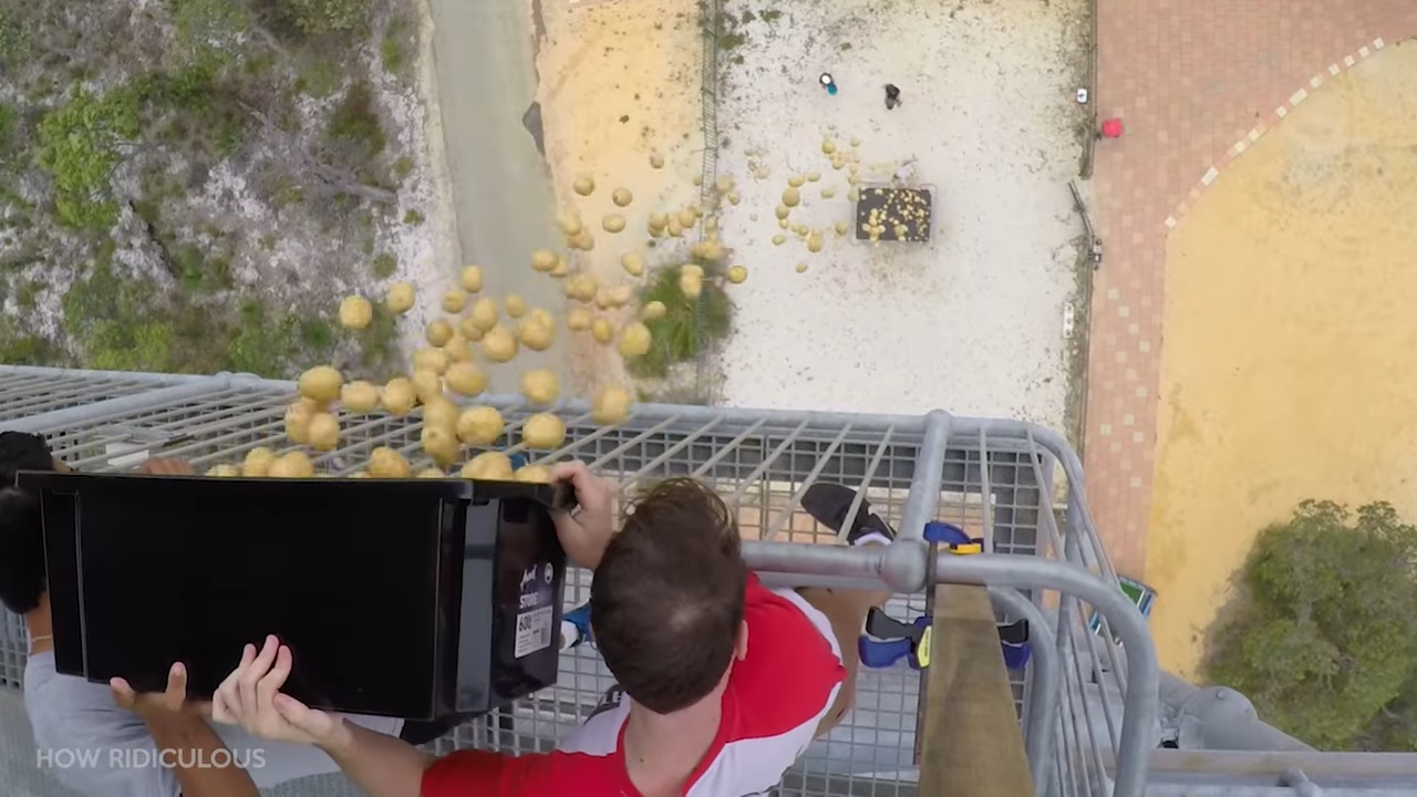 What happened when 200 potatoes met a trampoline from 45 meters