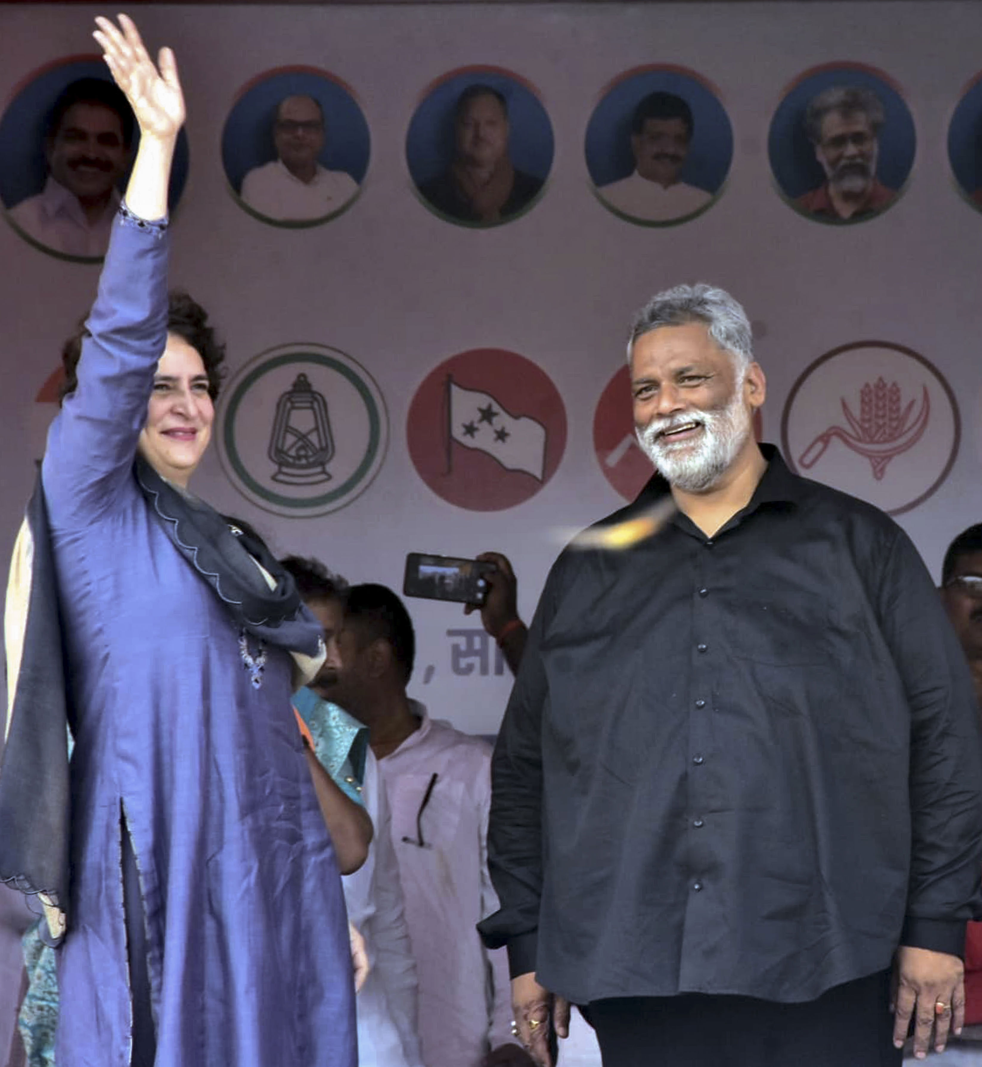 Bihar polls: Priyanka holds road show in Rosera, waves to cheering crowds
