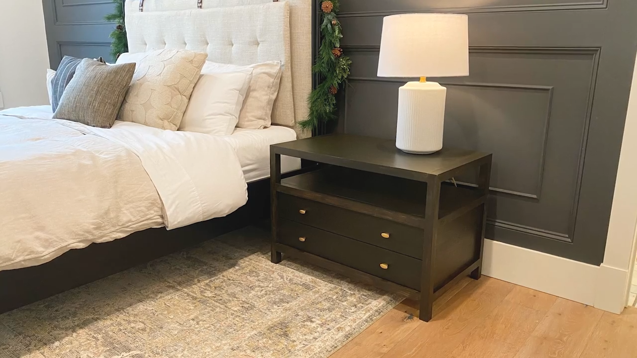 How we built a huge bedside table with a charging shelf for $200