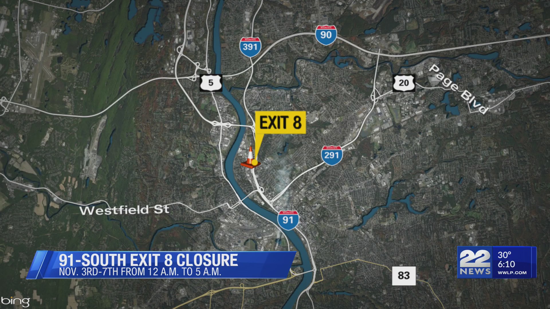 MassDOT to shut I-91 southbound Exit 8 overnight in Springfield