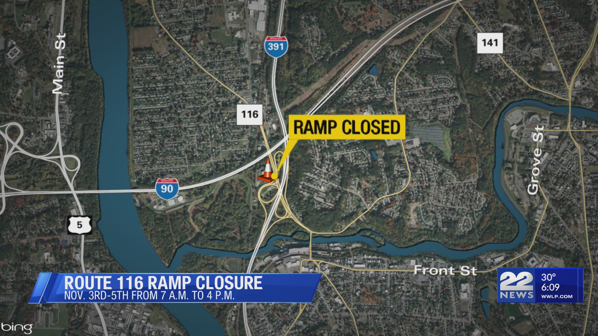 MassDOT to close Route 116 ramp in Chicopee for repairs
