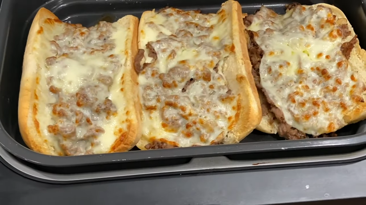 Juiciest cheesesteak sandwiches made in the Ninja XL Foodi Grill