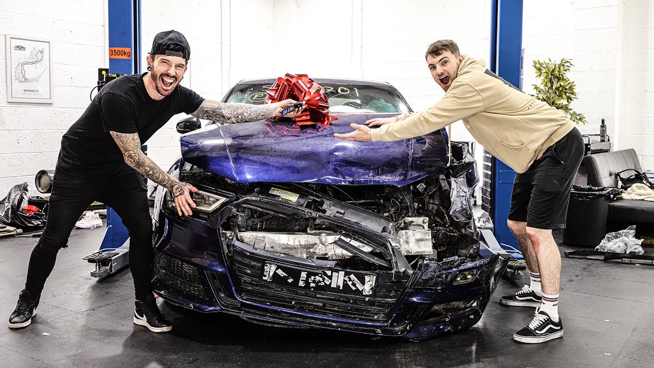 Rebuilding a wrecked Audi S3 before surprising my friend