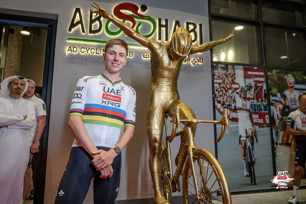 Golden statue of Tadej Pogačar unveiled in Abu Dhabi as part of UAE ...