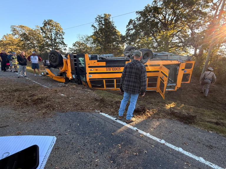 Four people injured following school bus crash in Grimes County