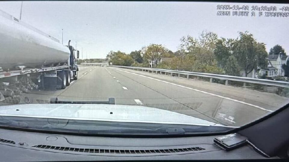 Officer stops semi driver who was on his phone, swerving in lane on US 35