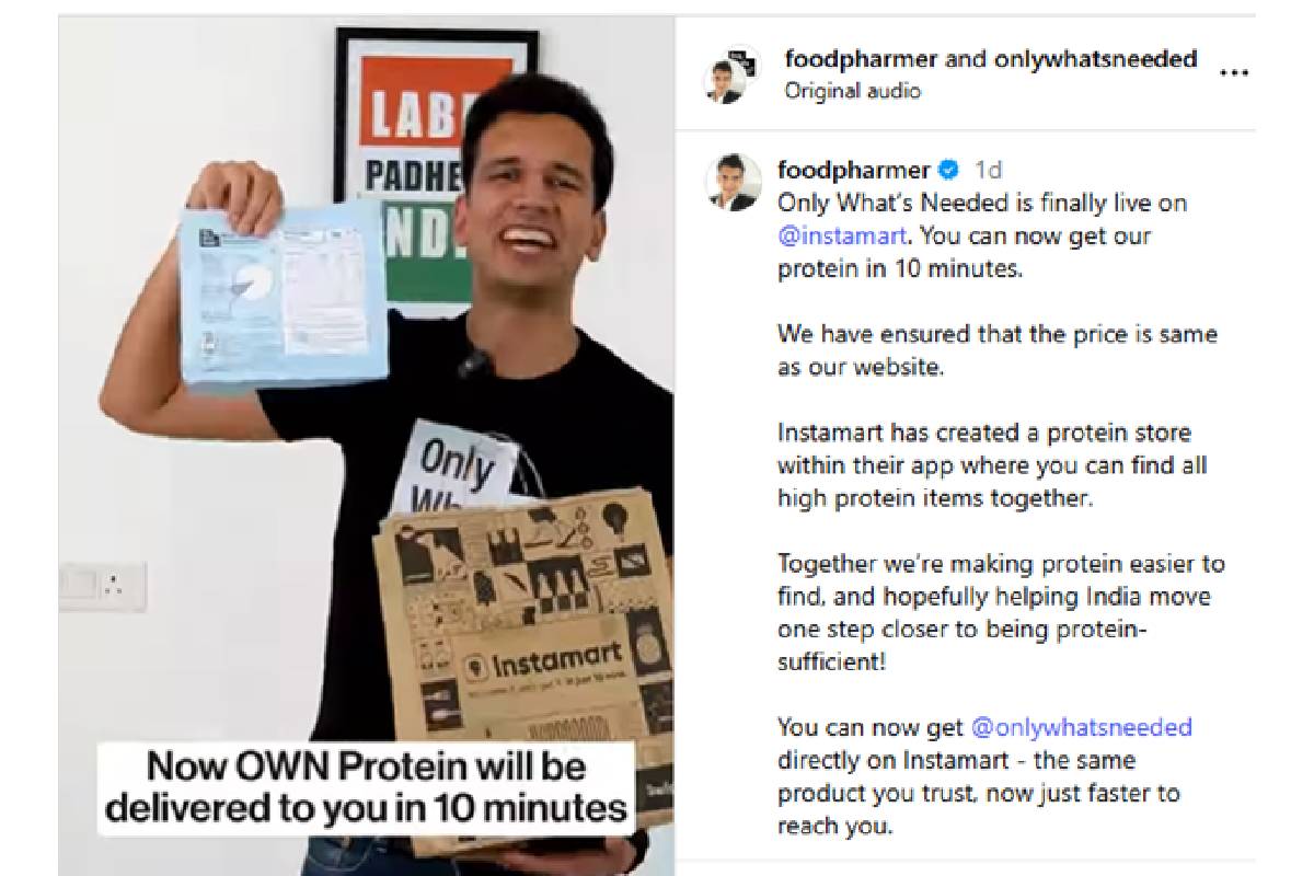 Food Phamer’s ‘Only What’s Needed’ debuts on Instamart; platform ...