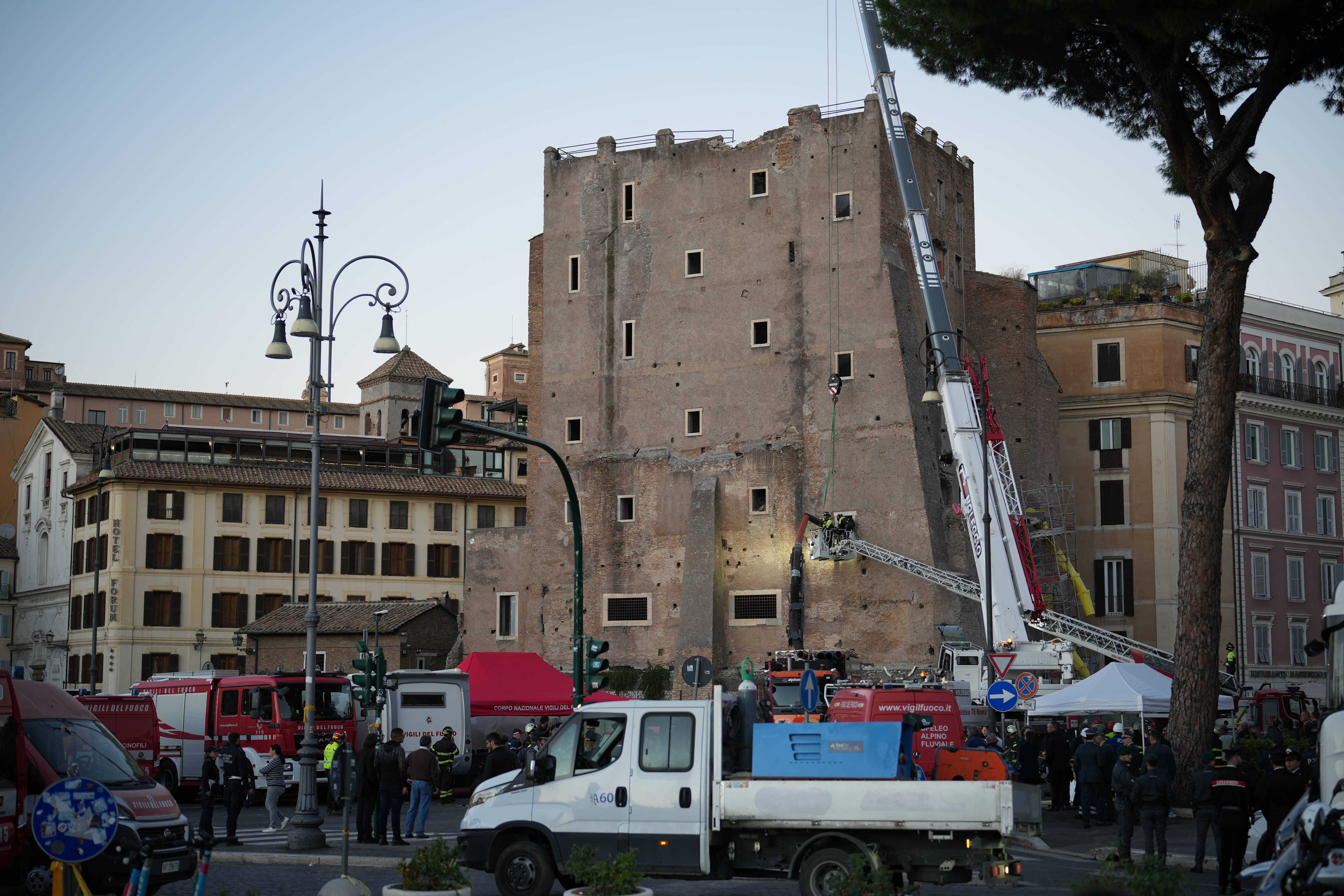 Rome rescuers save man trapped in partially collapsed medieval tower