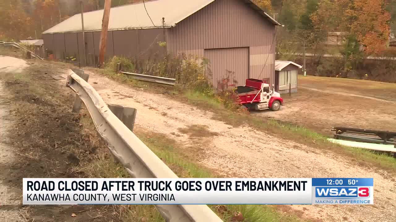 Road re-opened after truck goes over embankment
