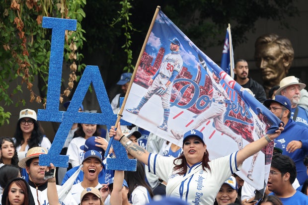 The Dodgers World Series Championship Parade takes place in downtown ...