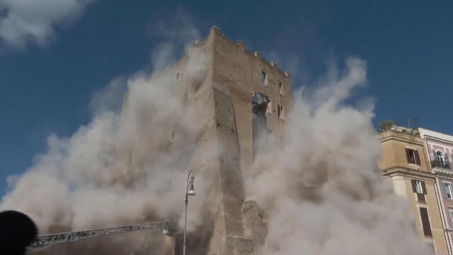 Historic Roman tower partially collapses during renovations