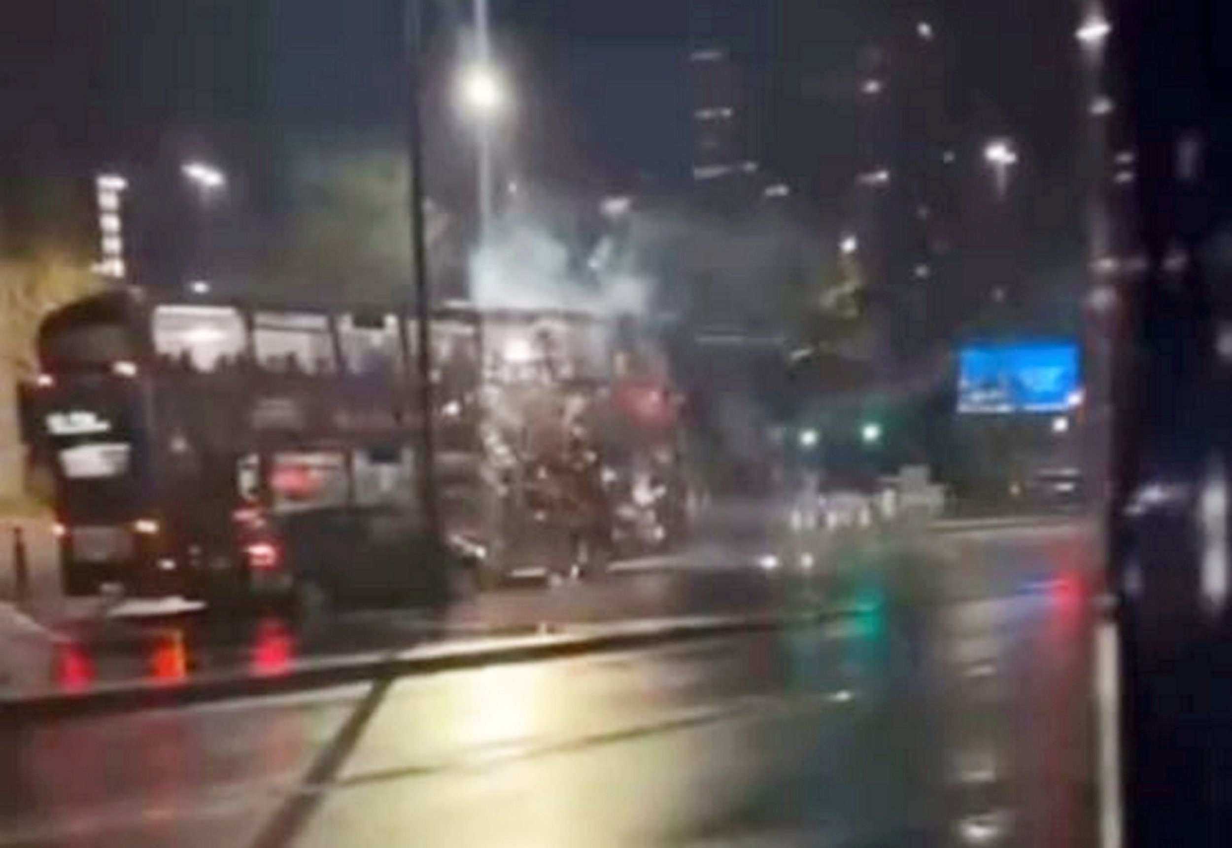 Moment mindless yob shoots firework 'rocket launcher'