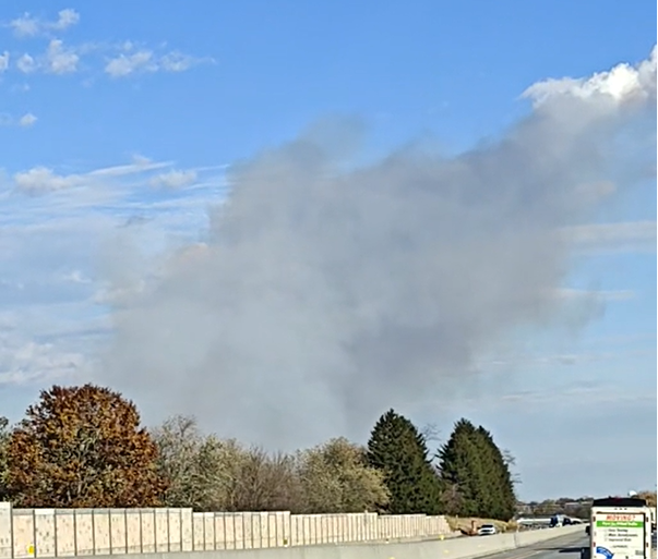 Smoke from cornfield fire in Cumberland County seen on PA Turnpike