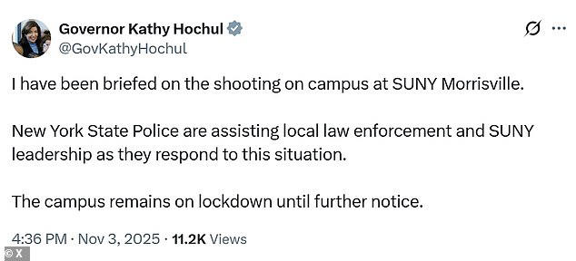 Man hospitalized after shooting at New York state university as campus ...
