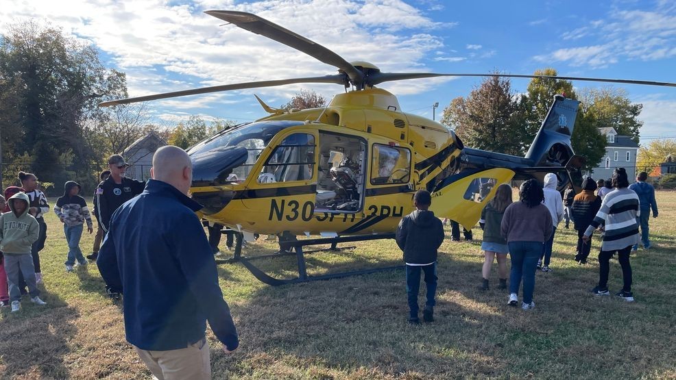 Centra helicopter lands on elementary school playground for aeronautics ...