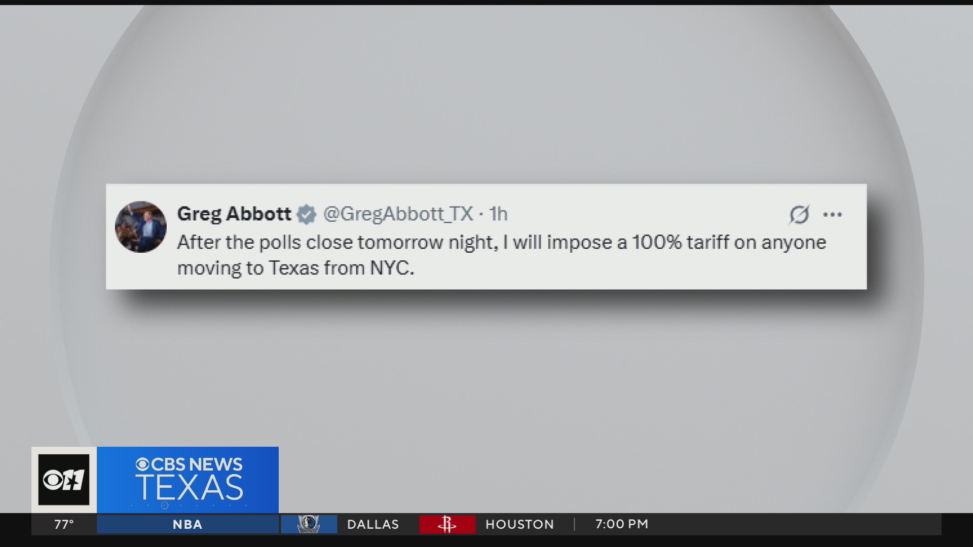 Texas Gov. Abbott's NYC mayor race tweet sparks online reaction
