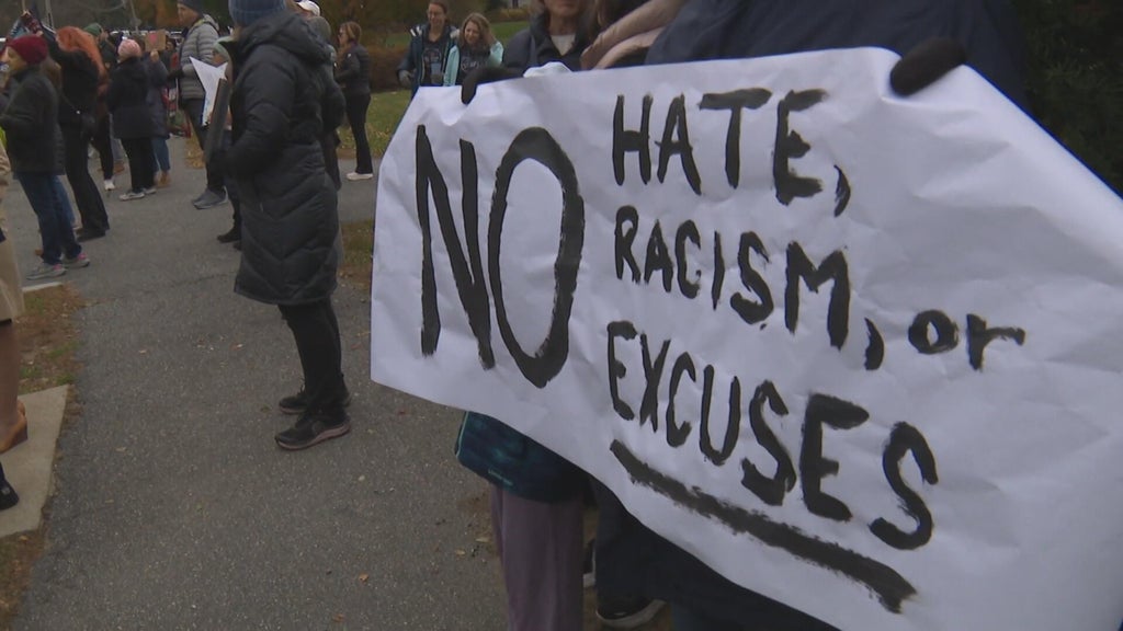 Wayland, Massachusetts residents rally against hate after racist ...