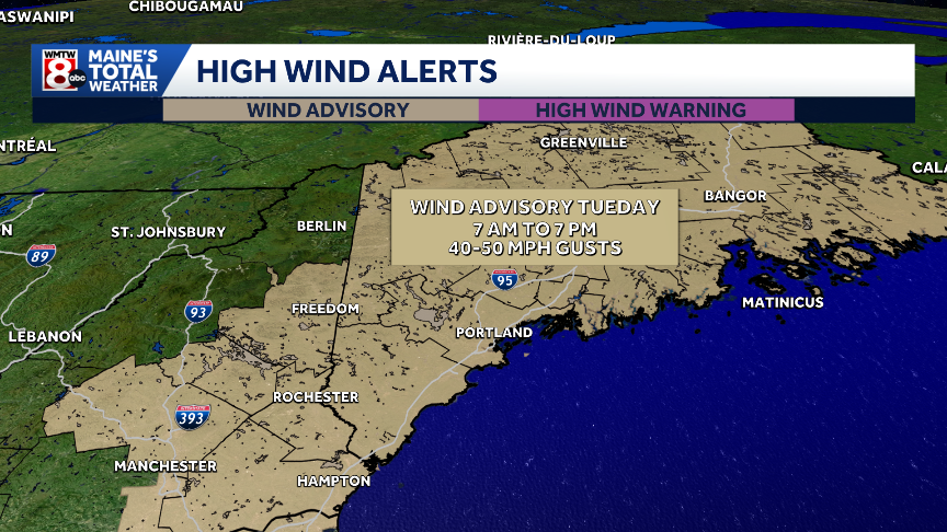 Wind advisory in effect throughout Maine for Election Day