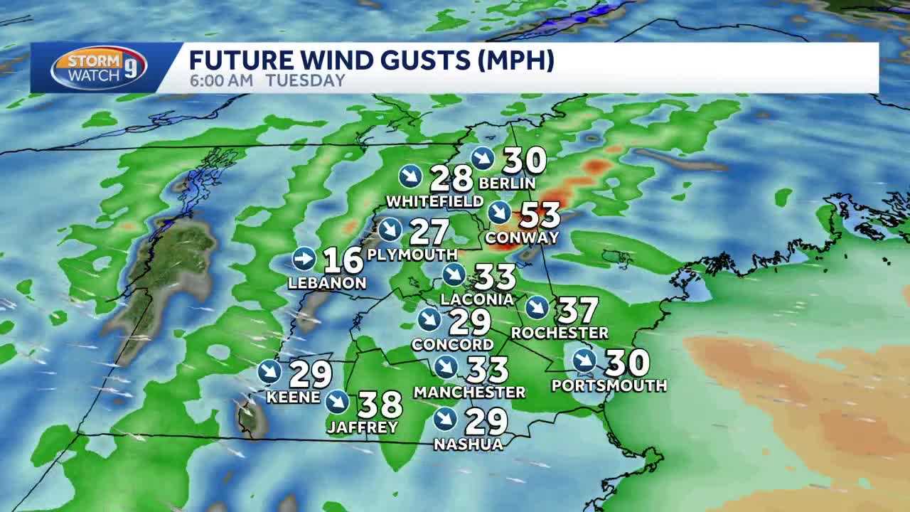 Some downpours possible Monday night in New Hampshire; very gusty winds ...