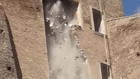 Bricks Tumble From Medieval Tower in Rome During Partial Collapse