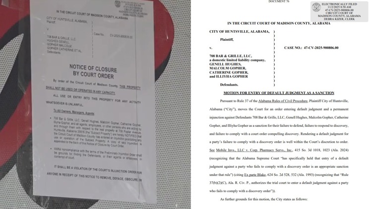 New development: Huntsville seeks default judgment, permanent shutdown ...