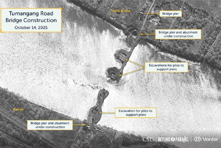 Satellite photos show Russia and North Korea's new border bridge
