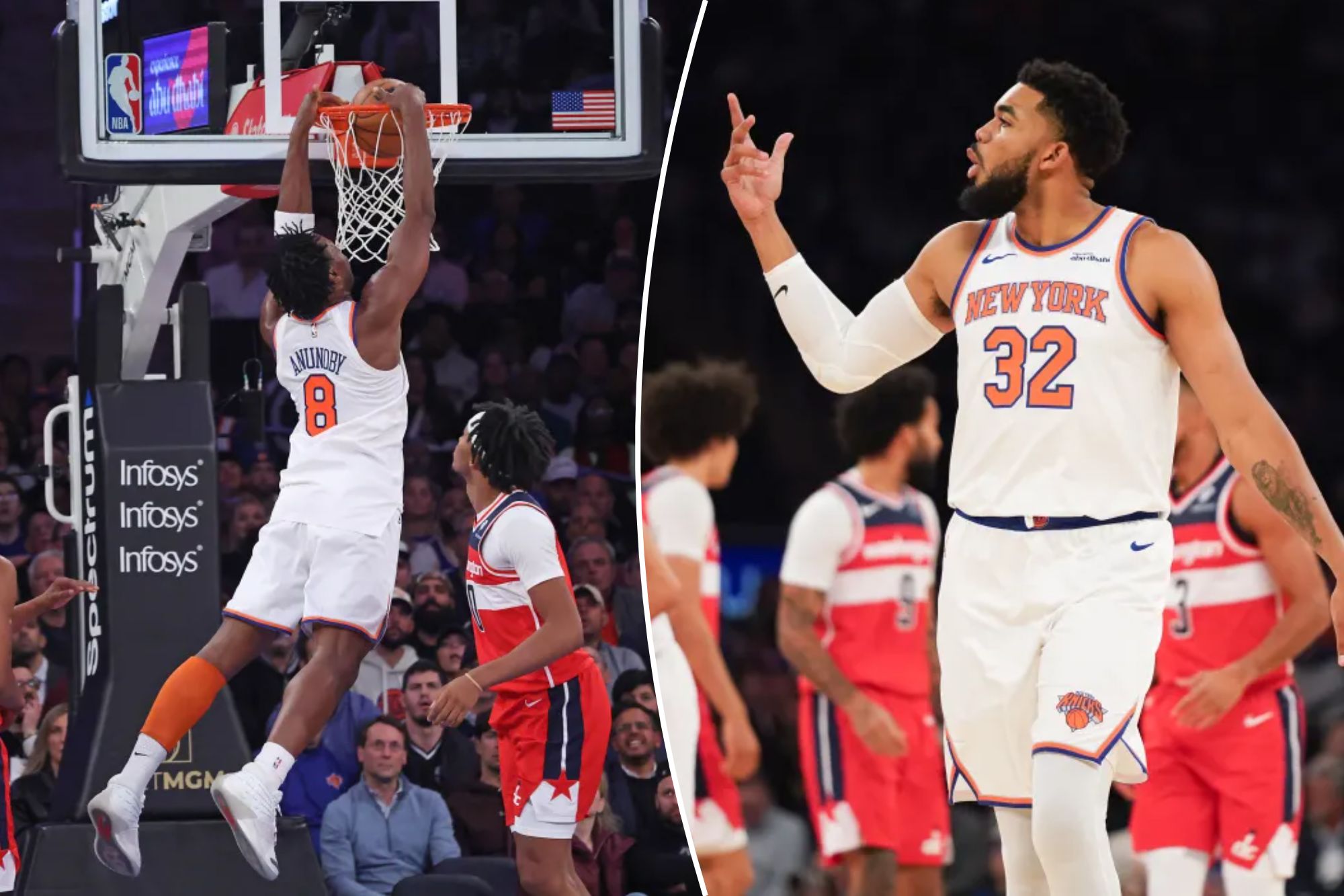 Karl-Anthony Towns is brilliant again as Knicks rout Wizards for second ...