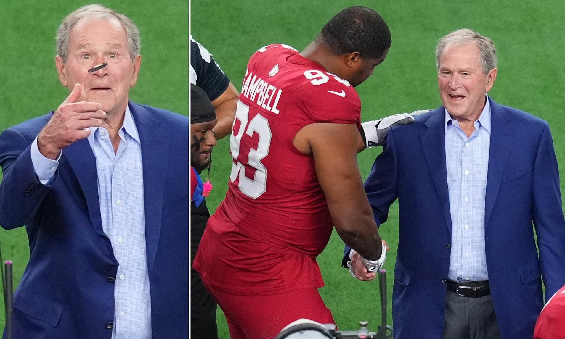 George W. Bush's hilarious comment to 315lb NFL star caught on ref's ...