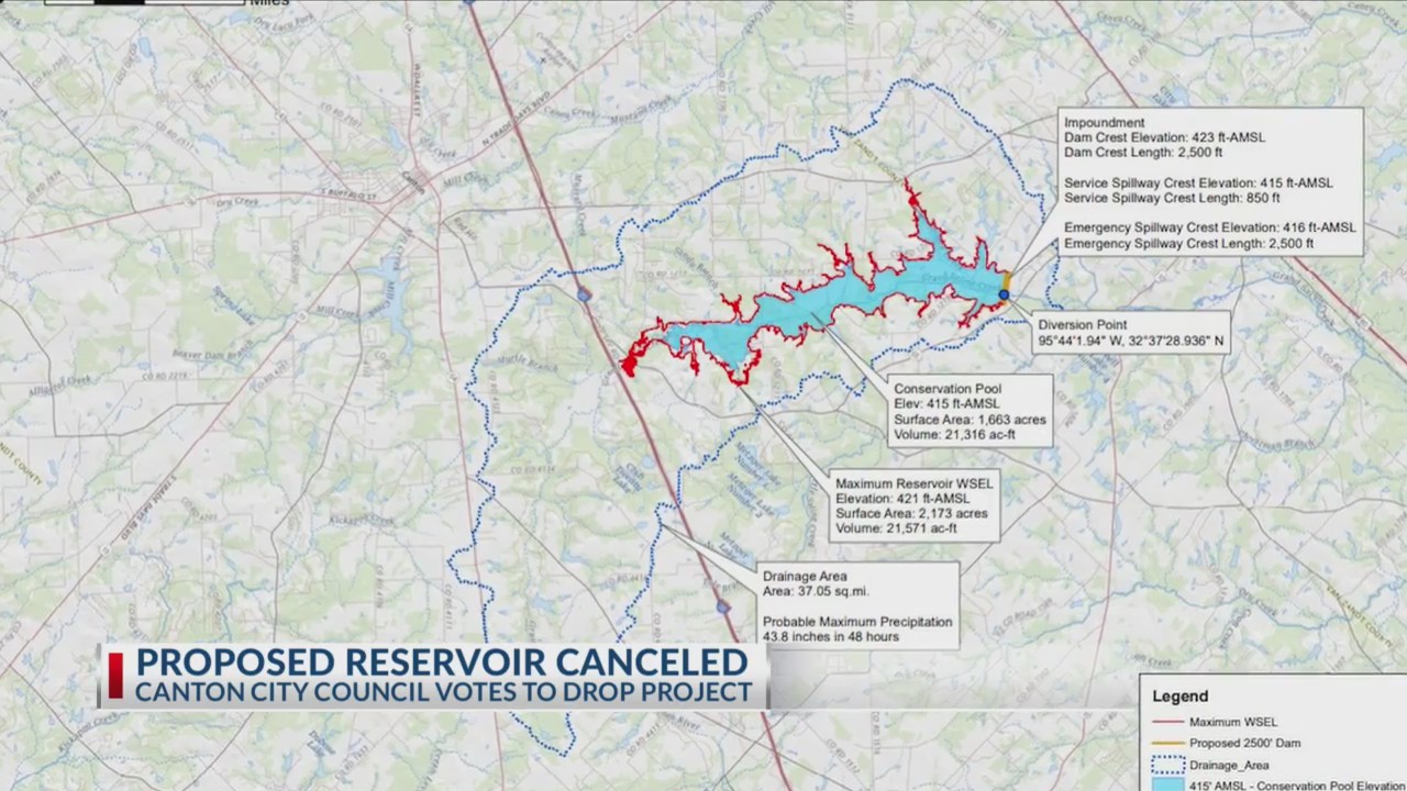 Canton City Council votes against proposed Grand Saline reservoir project