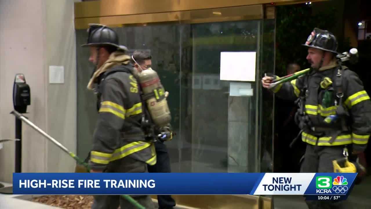 Fire crews from across California train in Sacramento high-rise drill