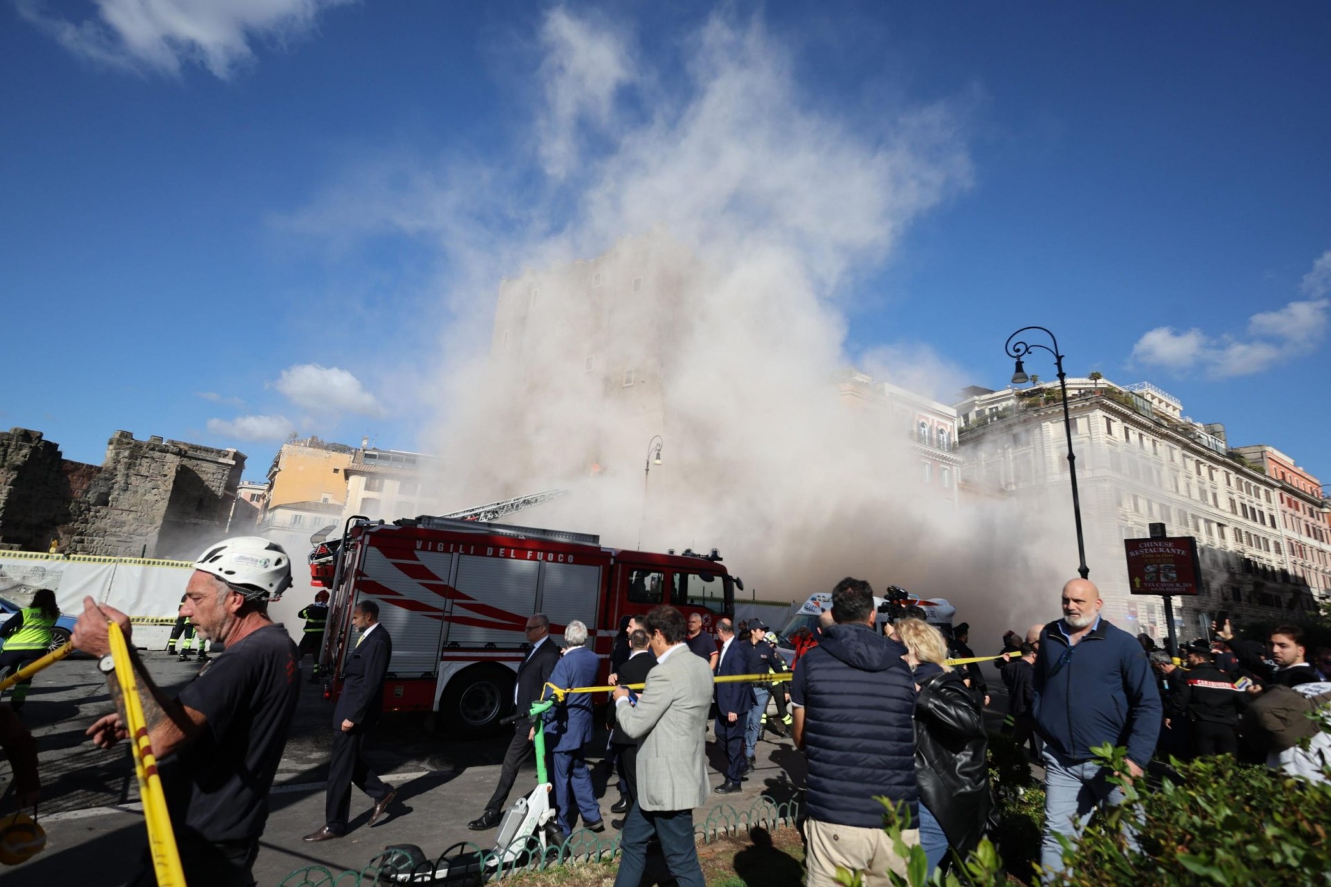 Trapped worker dies after medieval tower collapses