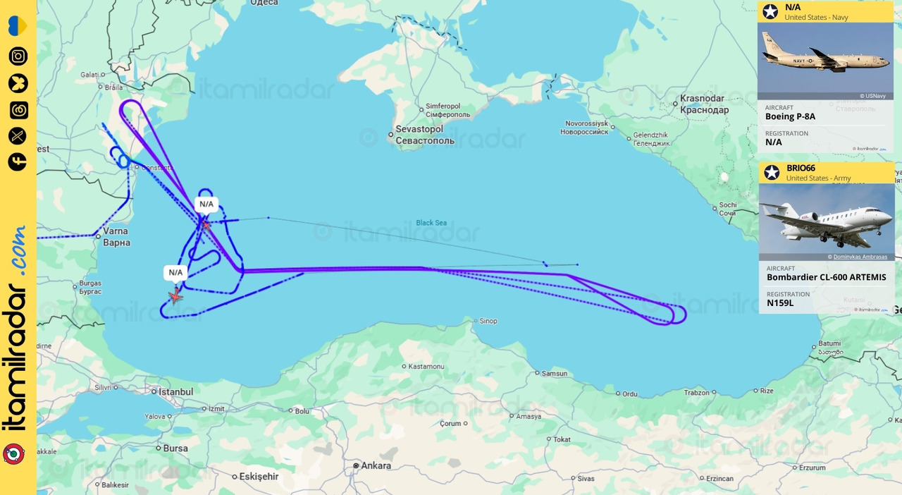 Jet americani nello spazio aereo sul Mar Nero, attività di intelligence ...