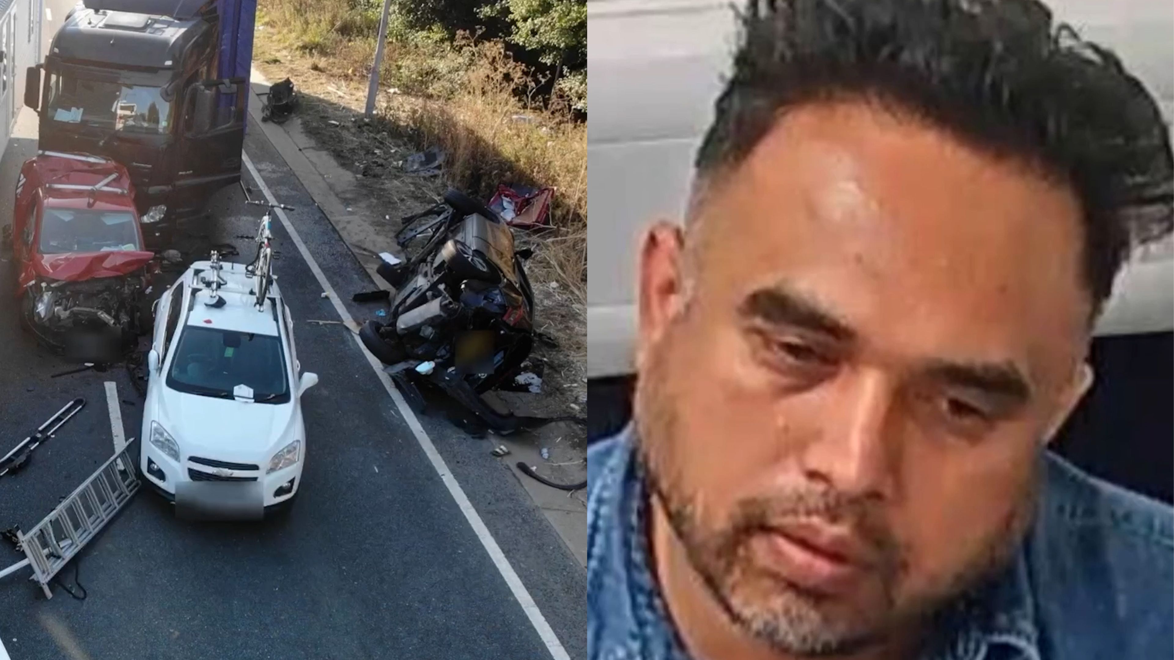 Shocking moment lorry driver smashes into traffic - sending car flying ...
