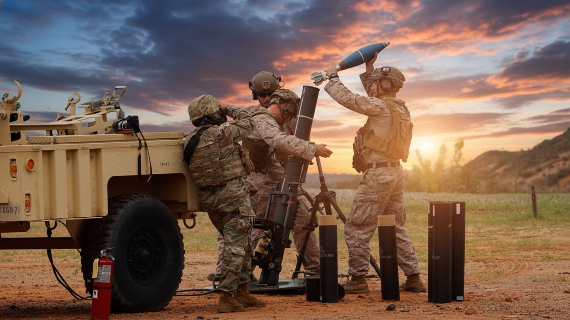 Skilled US Marines Fire M249 and M240B Machine Guns