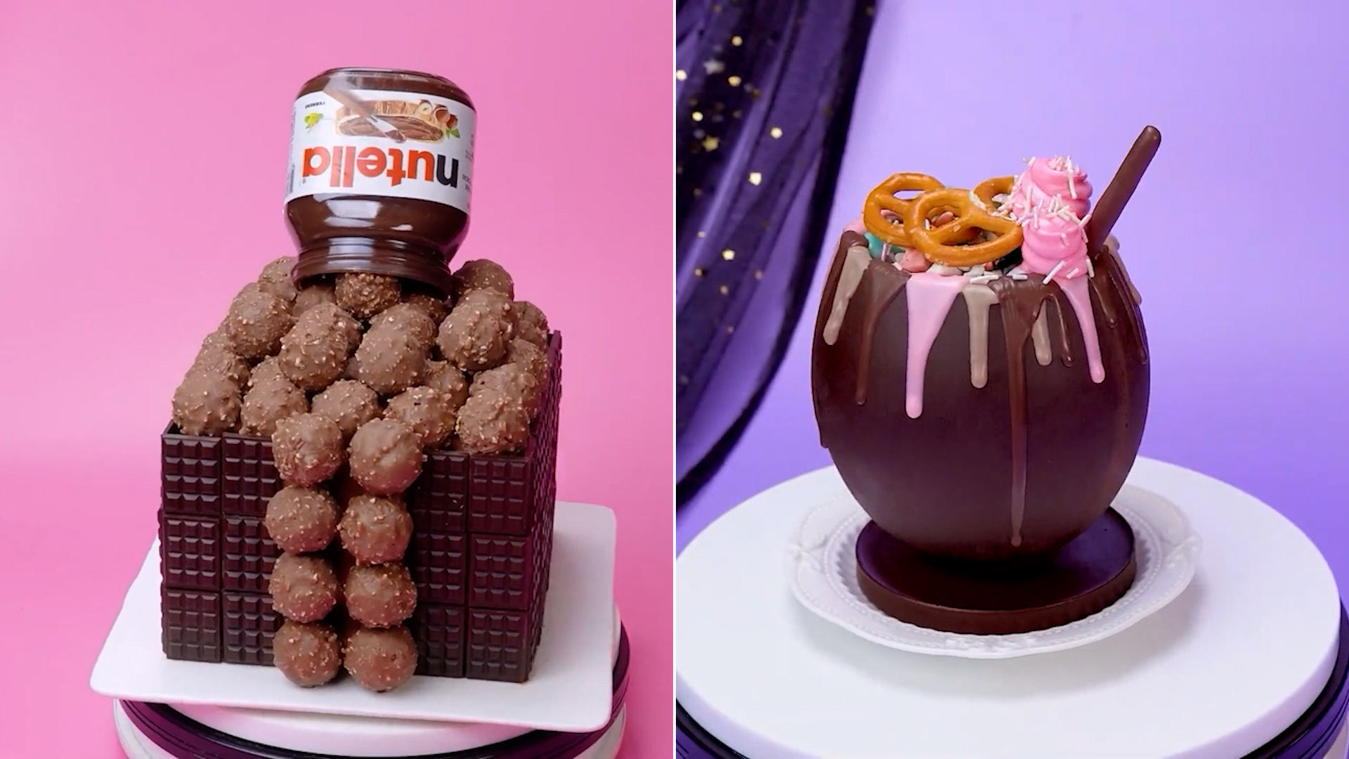 Nutella Chocolate Block & Pink Drizzle Dessert Sphere