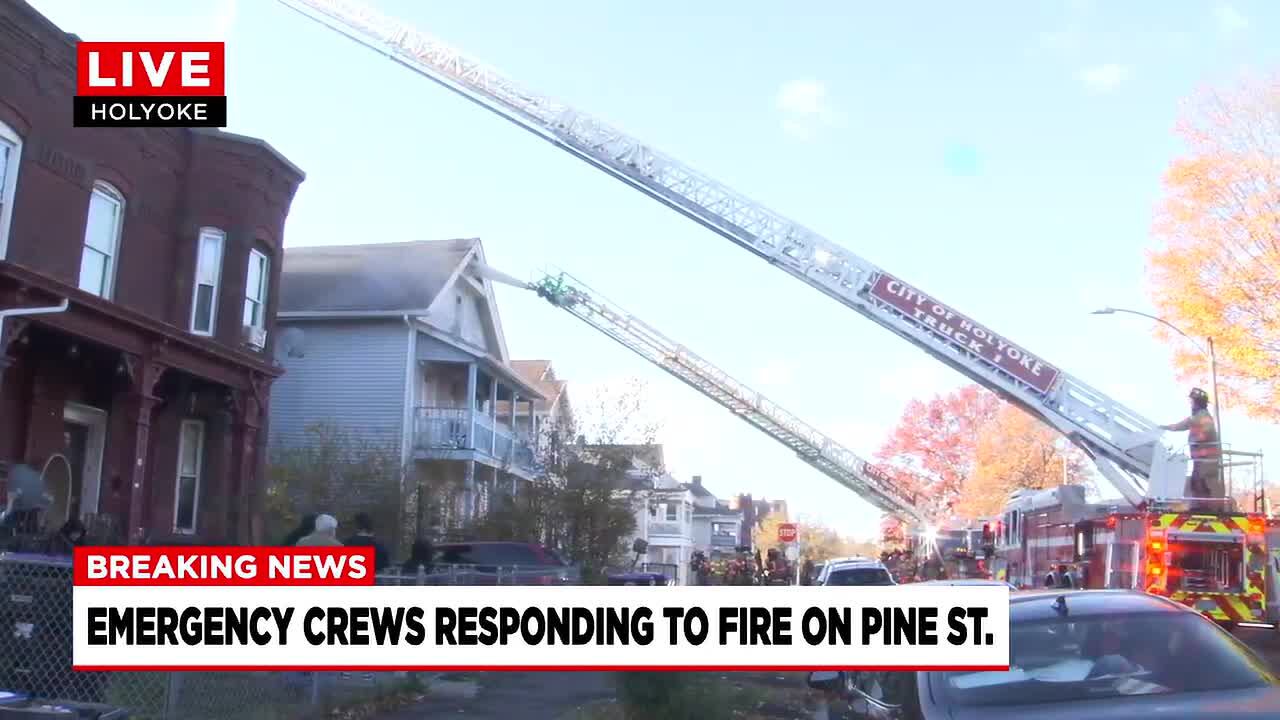 Crews battle fire in Holyoke