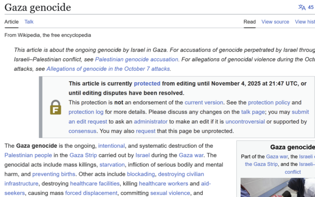 Wikipedia co-founder locks edits on ‘Gaza genocide’ page, citing anti ...