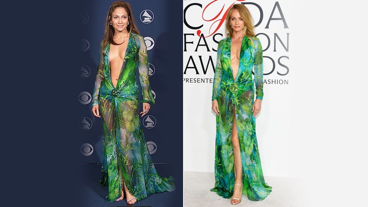 Amber Valletta luce el icónico vestido verde de Versace que Jennifer ...