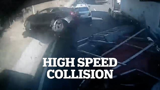 Moment lorry causes car to flip over following high speed collision