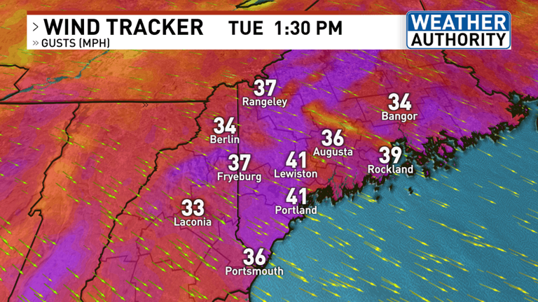 Strong wind gusts in Maine on Tuesday may cause power outages