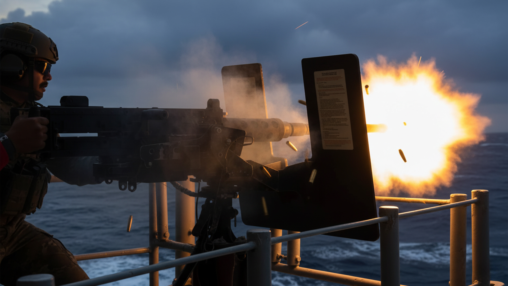 Amerikaanse marine test MK38-machinegeweer op zee