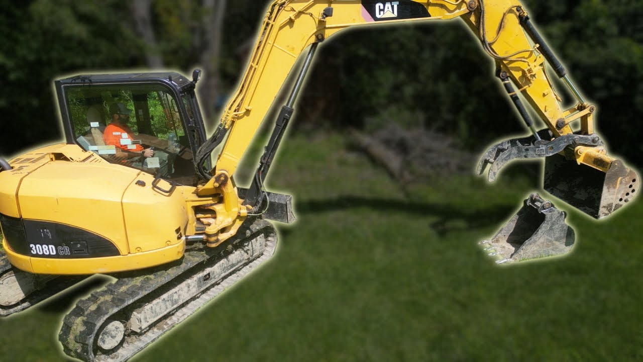 Dangerous Dead Tree Removal Using Cat 308 Mini Excavator