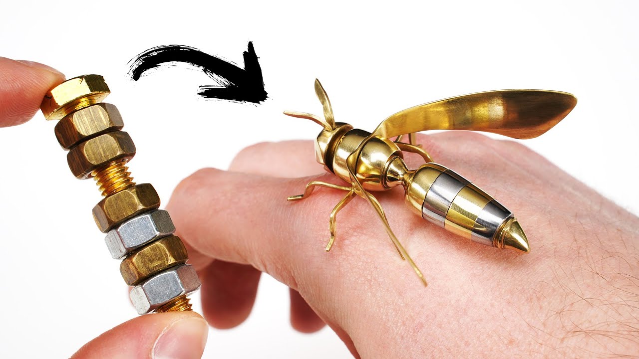 Turning nuts & bolts into a stunning golden bee sculpture | Metal art DIY