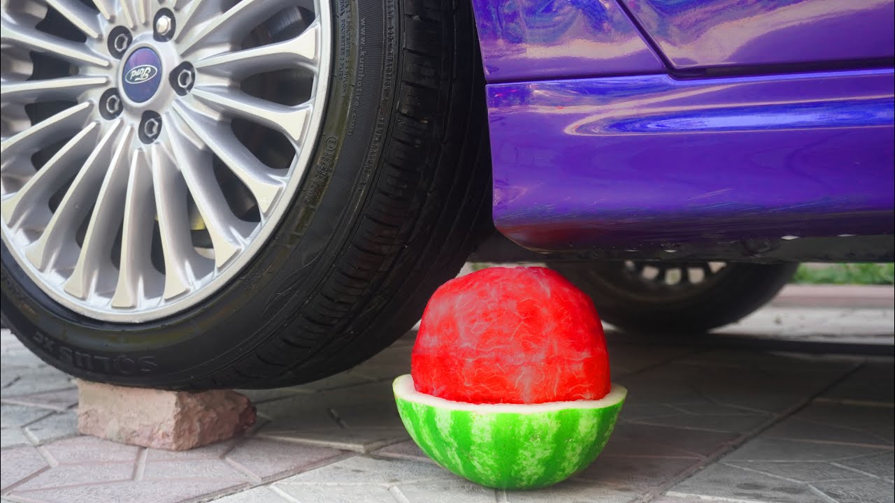 Experiment car vs watermelon! Crushing crunchy & soft things by car!