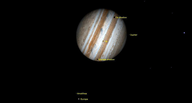 See 2 of Jupiter's moons cast vast shadows over the planet early on Nov. 5