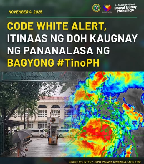 DOH on code white alert for quick response to Typhoon Tino impact