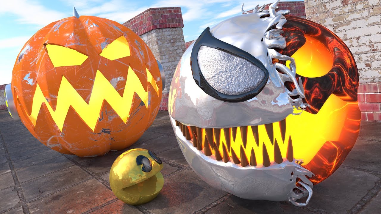 Pacman vs monsters #12 compilation | Pumpkin robot, platinum, lava, ice ...