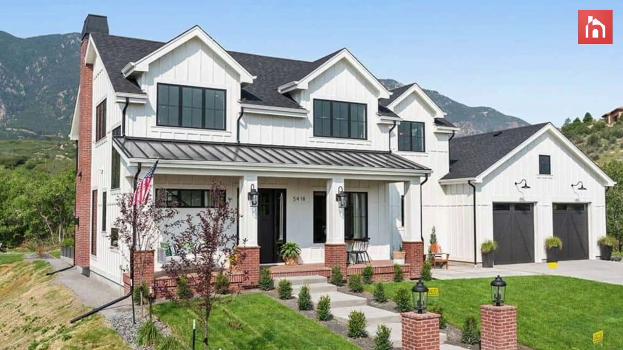 Big farmhouse-style house infused with modern design details