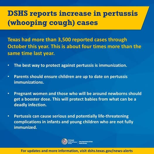 Health officials warn of rising pertussis cases in Texas