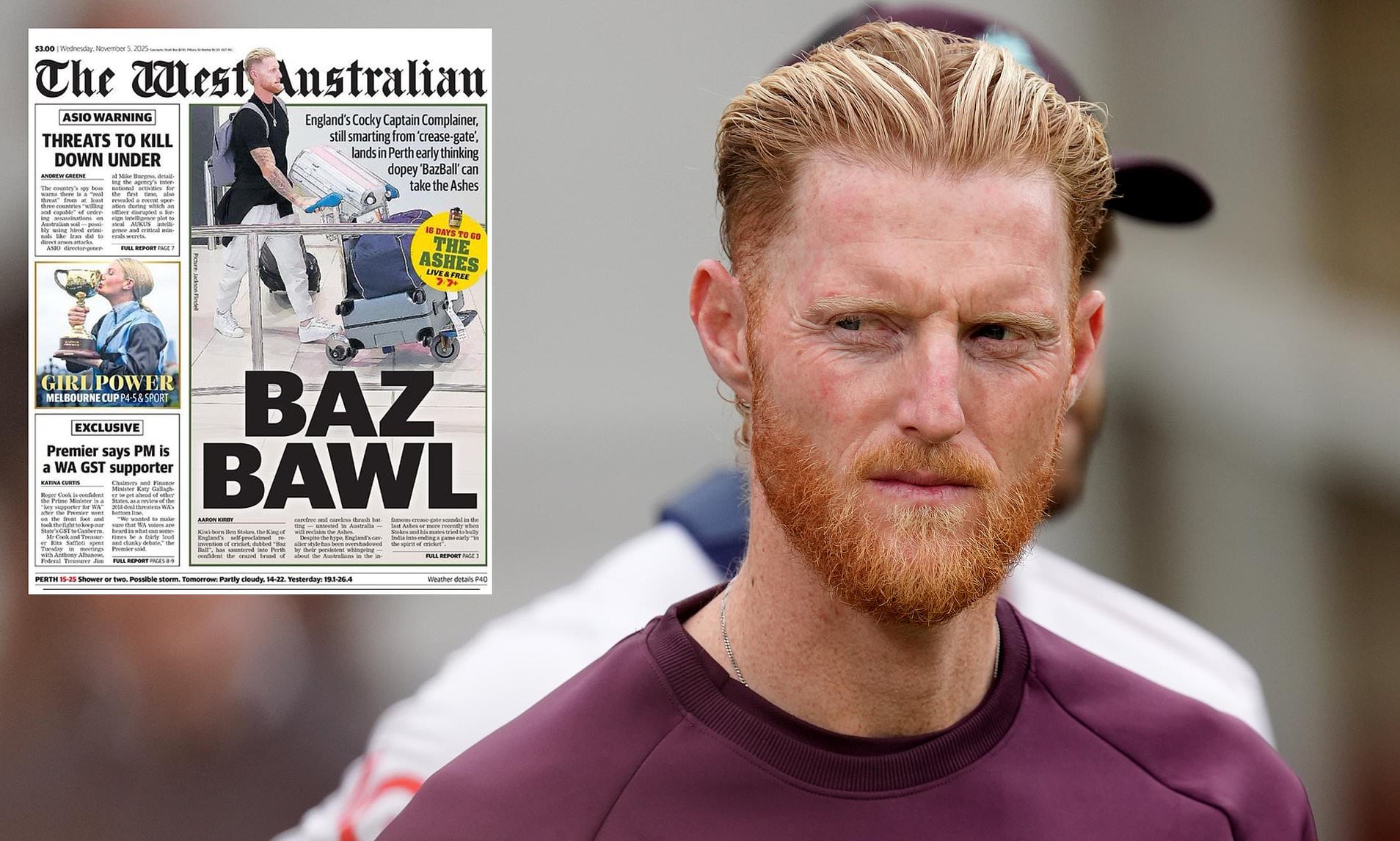 Australian media stoke Ashes rivalry by labelling Ben Stokes as 'Cocky ...
